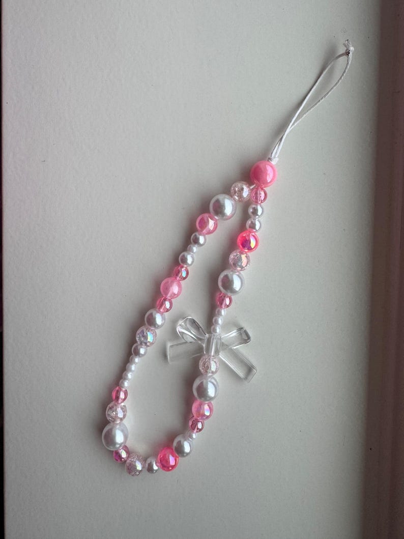Pearl Pink and White Phone Charm/strap/keychain - Etsy