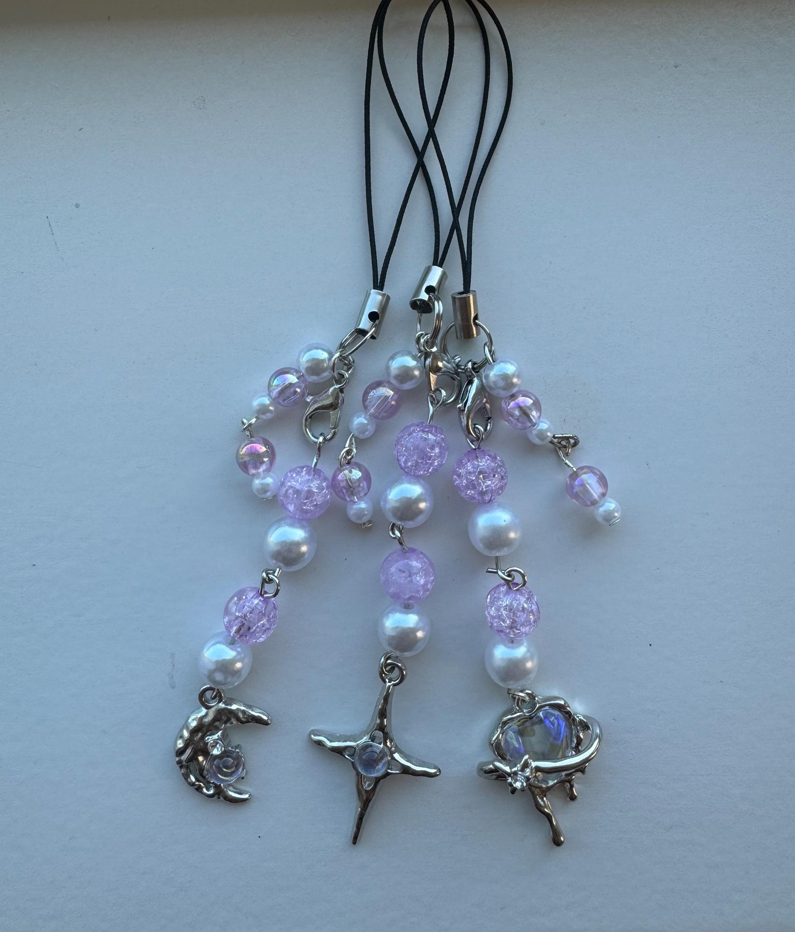 Purple Space Themed Assortment Phone Charm/keychain (moon, Star, Saturn ...