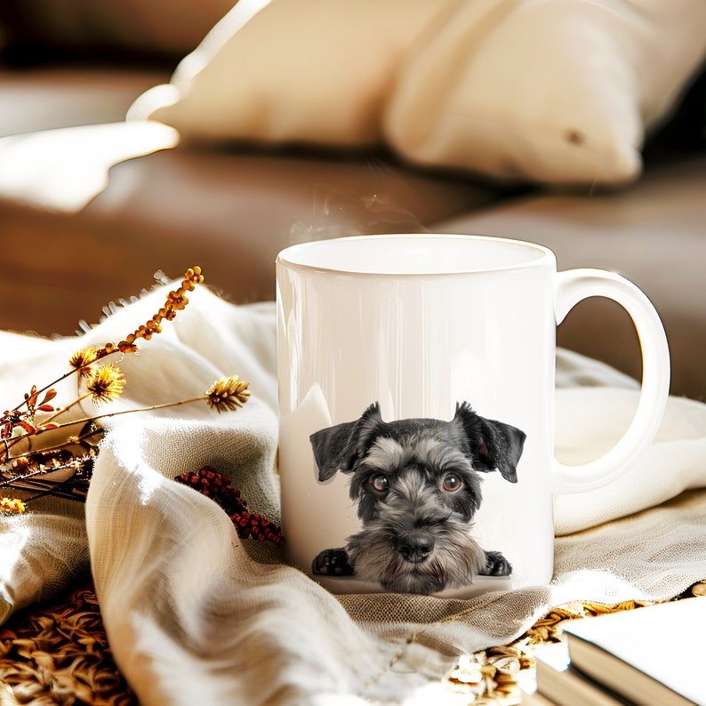 Schnauzer Peeking Portrait Mug | Dog Lover Gift - Etsy