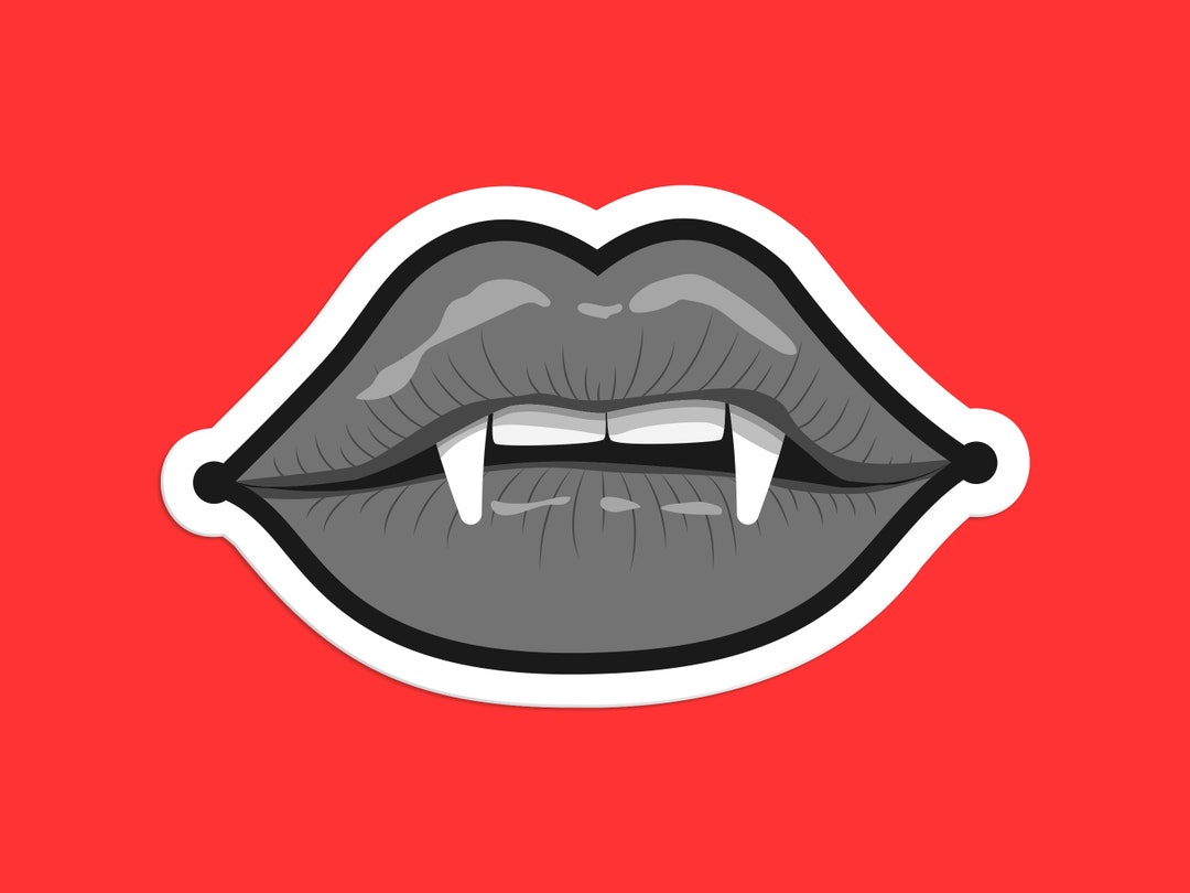 Vampire Lips Sticker - Gothic Halloween Fangs Decal - Etsy
