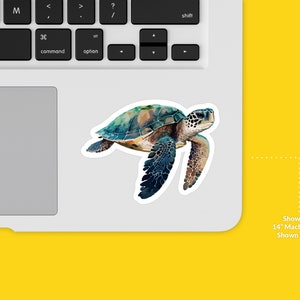 Sea Turtle Sticker, Marine Life Vinyl Decal, Watercolor Ocean Animal ...