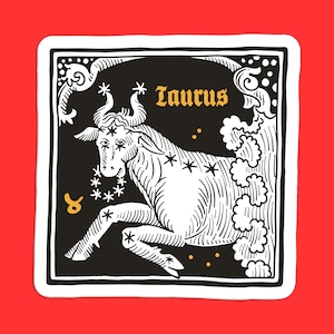Taurus Zodiac Sticker, Bull Symbol Decal, Mystical Astrology Art ...