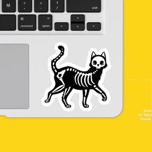 Skeleton Cat Sticker: Spooky Halloween Feline Art Decal - Etsy