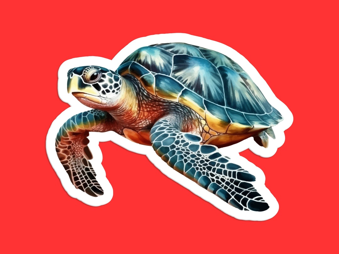 Sea Turtle Sticker - Marine Life Decal, Ocean Animal Waterproof Vinyl ...