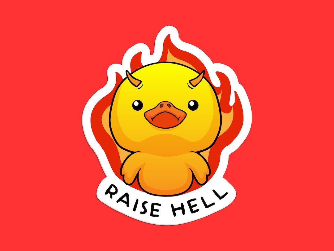 Raise Hell Duck Sticker - Funny Devil Duck Sticker - Etsy