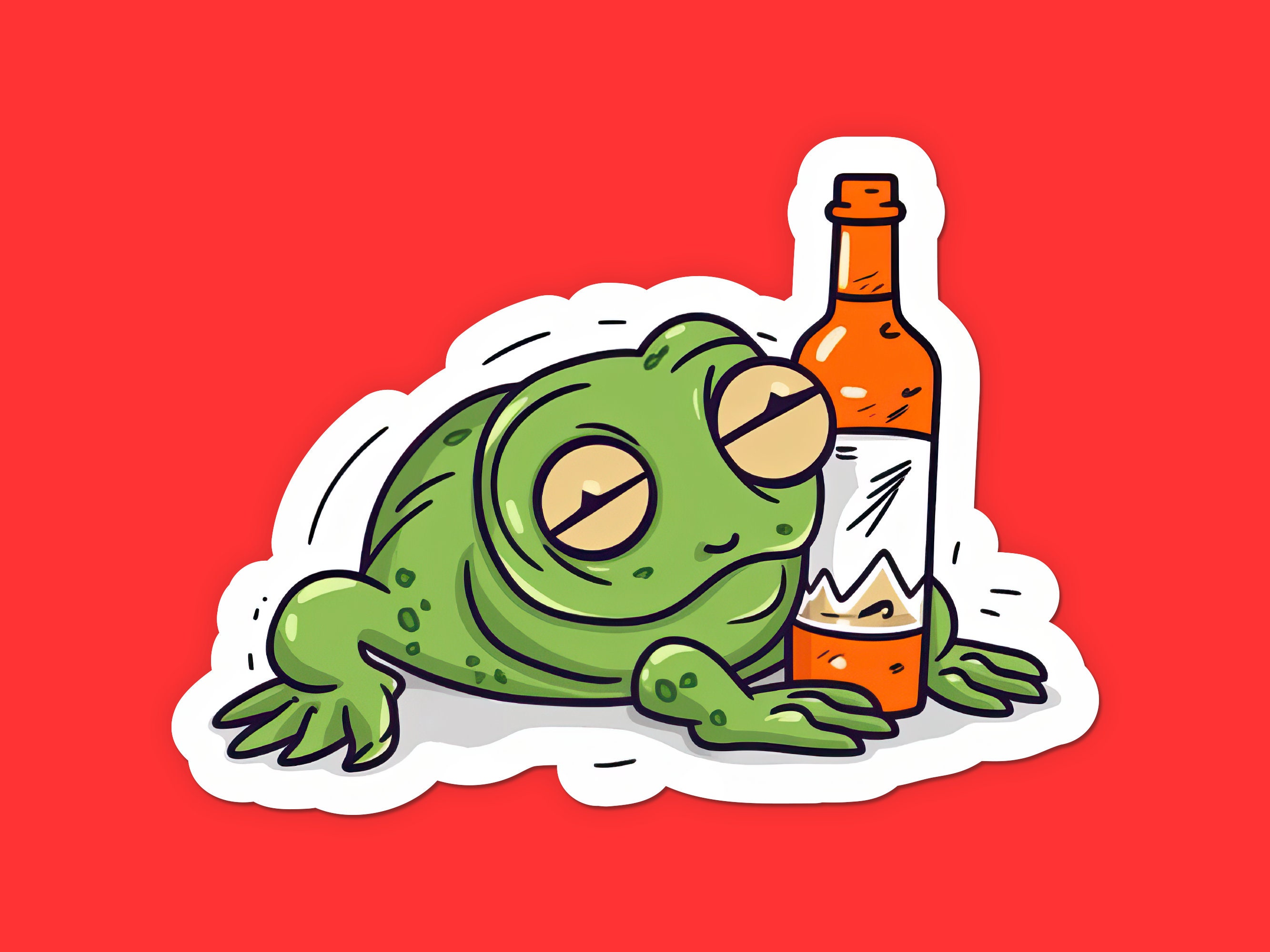 Drunk Frog Sticker - Funny Drinking Frog Design - Etsy