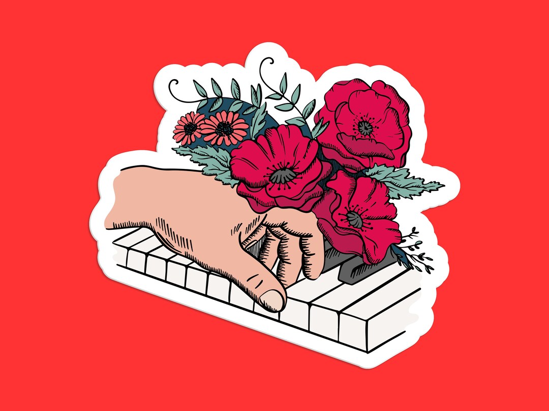 Piano Flower Sticker: Musical Art Decal - Etsy