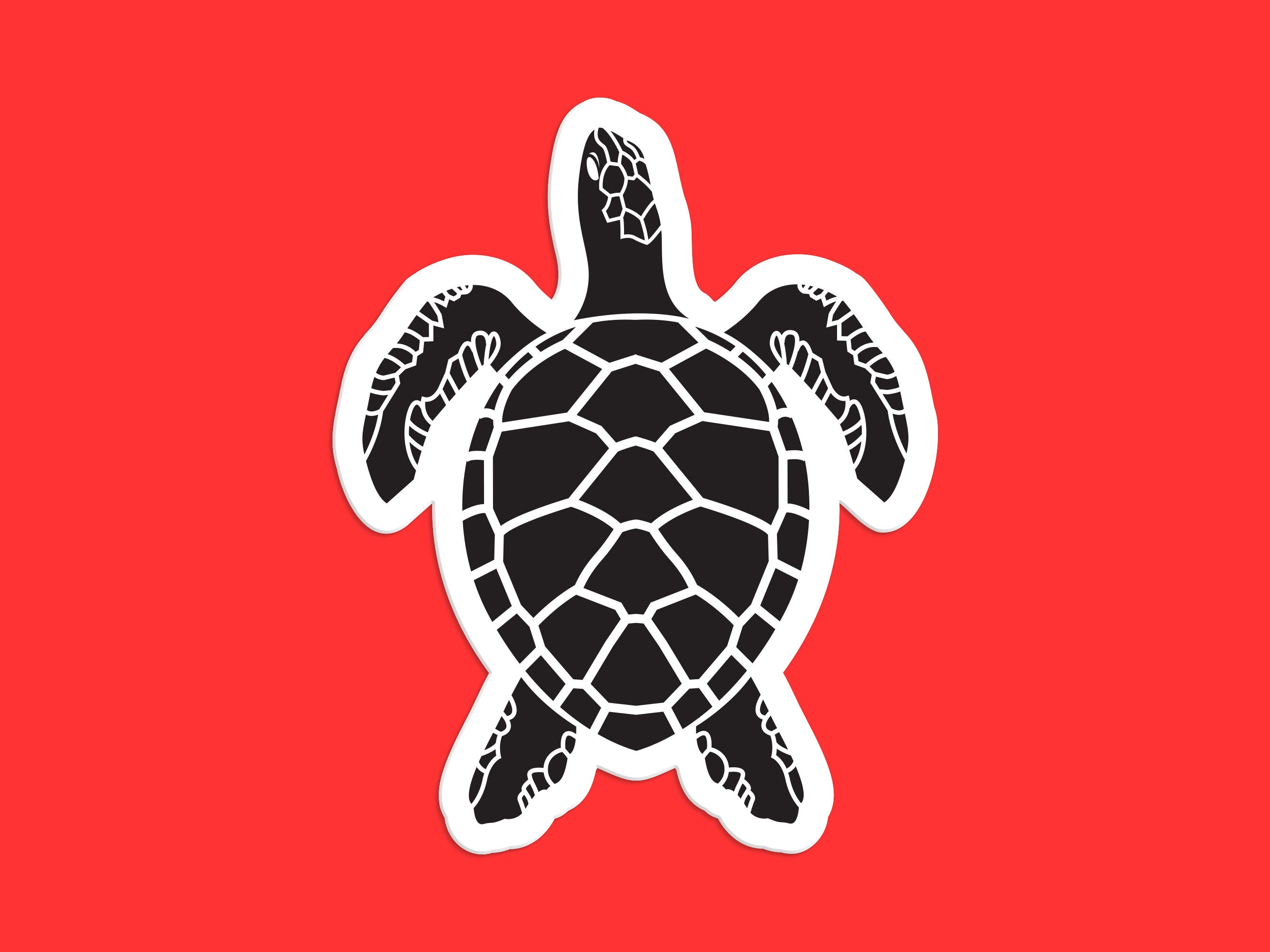 Sea Turtle Sticker Black and White Turtle Decal Minimalist Marine Life ...