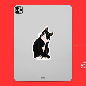 Curious Tuxedo Cat Sticker, Adorable Feline Decal, Cute Cat Art, Pet ...