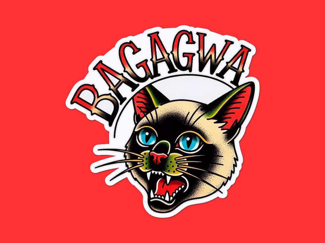BAGAGWA Sticker | Traditional Tattoo Cat Sticker | Snarling Cat Head ...