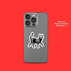 Skeleton Cat Sticker: Spooky Halloween Feline Art Decal - Etsy