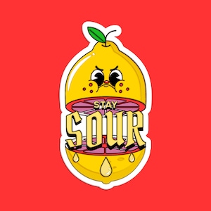 Stay Sour Lemon Sticker, Cute Lemon Design, Playful Citrus Art, Sour ...