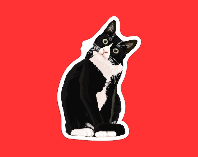 Tabby Tuxedo Cat Sticker Handmade Vinyl / Brown Tabby / Grey Tabby ...