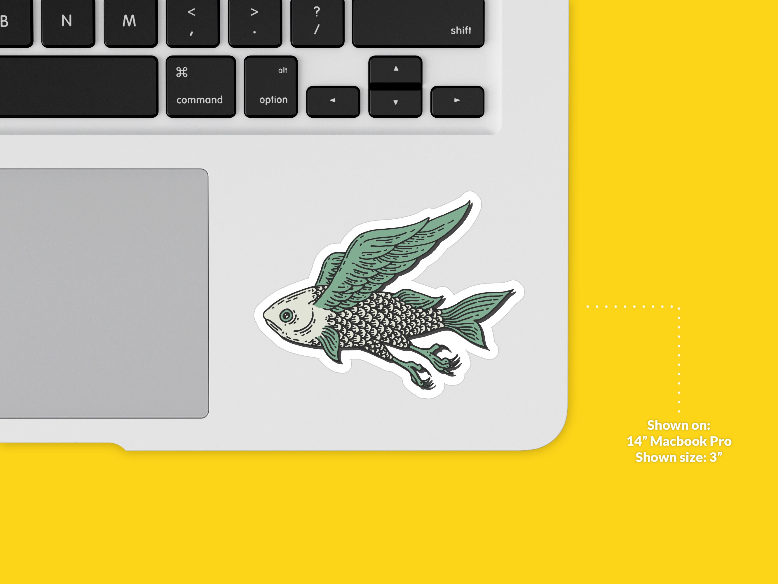 Flying Fish Sticker, Fantasy Art, Surreal Illustration, Whimsical ...