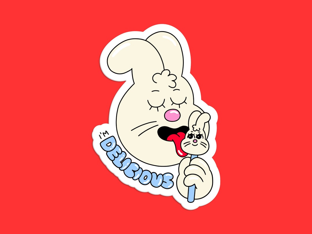 Funny Bunny Sticker: Quirky Rabbit Cartoon Art - Etsy