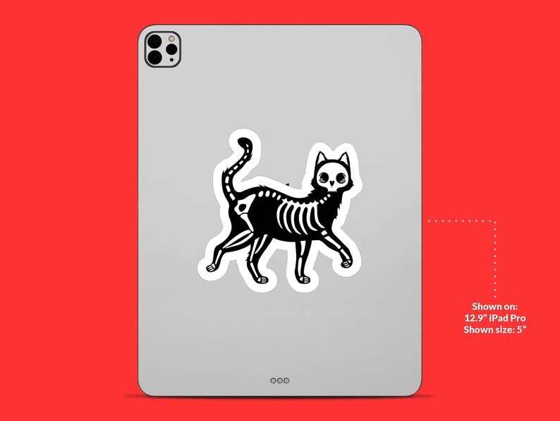 Skeleton Cat Sticker: Spooky Halloween Feline Art Decal - Etsy