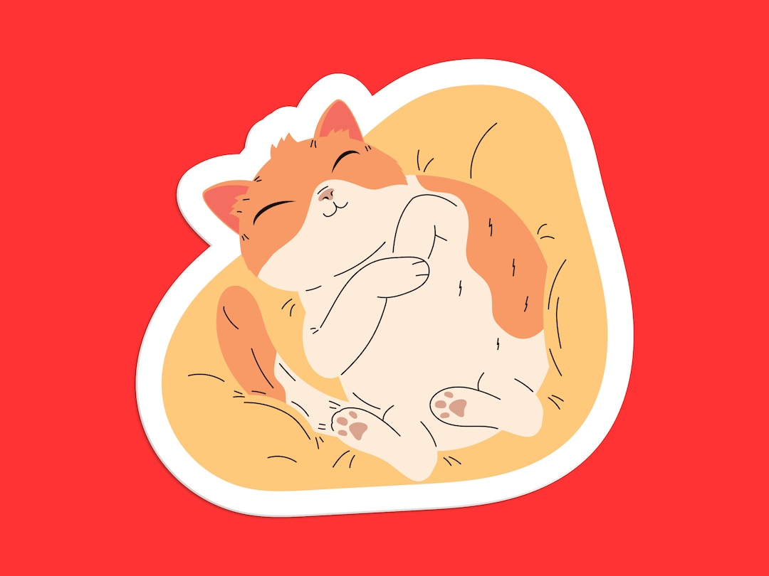 Sleeping Cat Sticker - Cozy Nap Time Decal - Etsy
