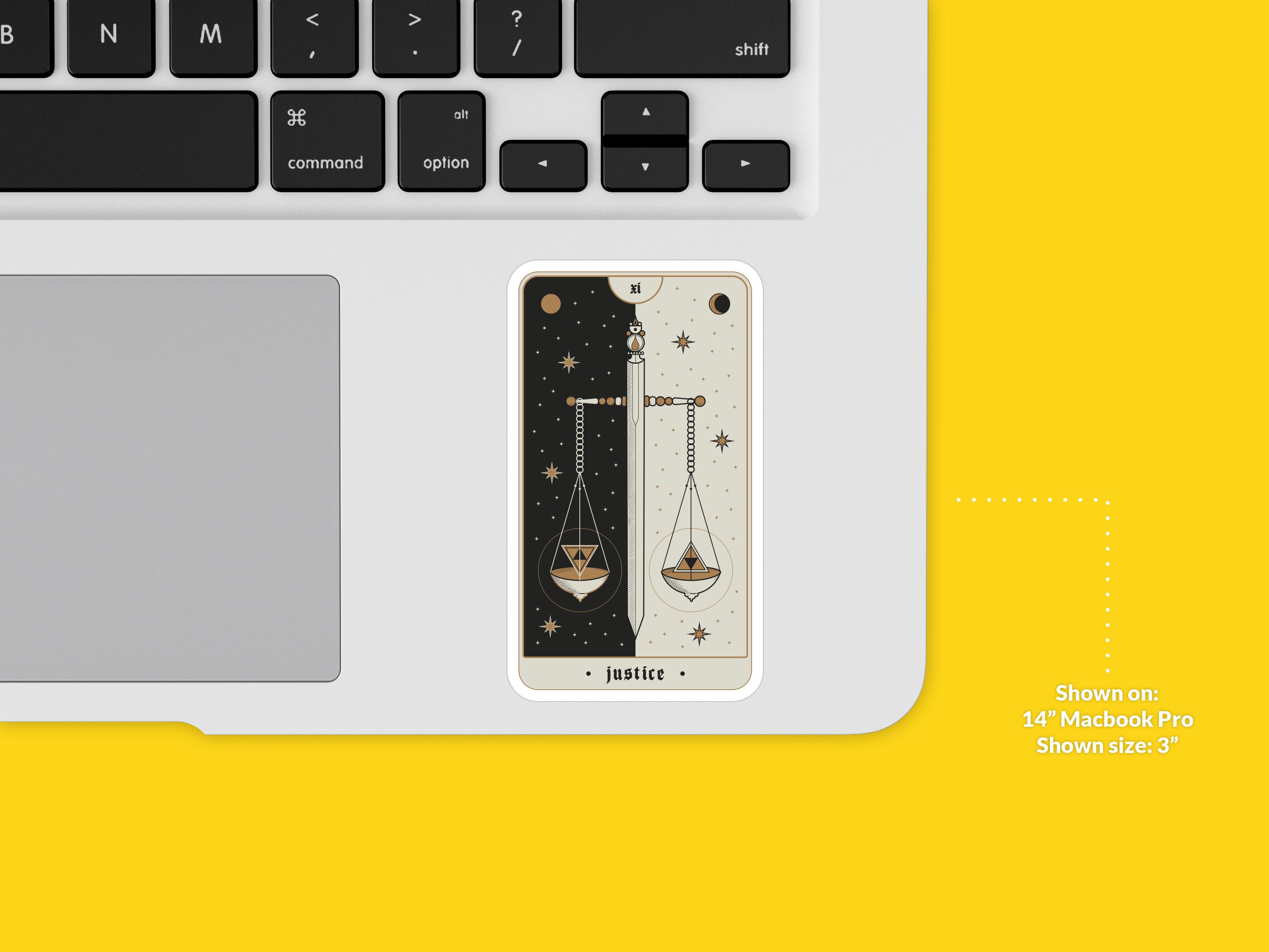 Justice Tarot Card Sticker, Mystical Tarot Design, Balance and Fairness ...