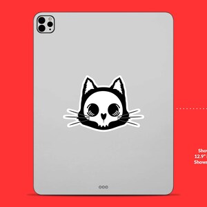 Skeleton Cat Head Sticker, Gothic Feline Decal, Unique Cat Art, Spooky ...