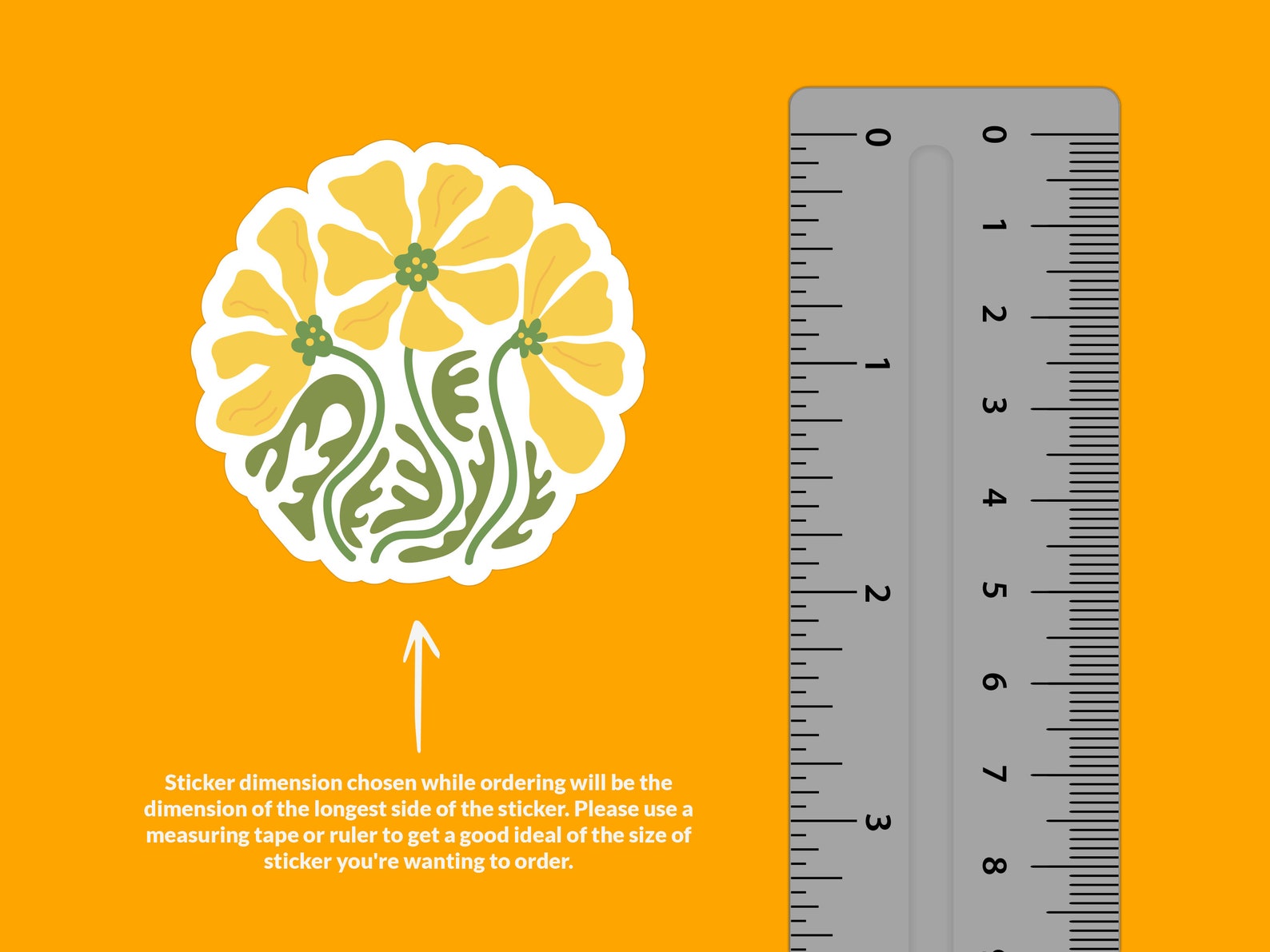 Yellow Flower Sticker, Bold Floral Decal for Laptops, Water Bottles ...