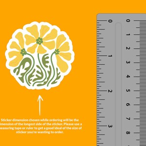 Yellow Flower Sticker, Bold Floral Decal for Laptops, Water Bottles ...