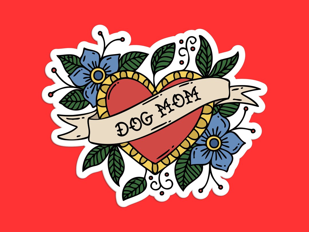 Dog Mom Tattoo Sticker: Floral Heart, Pet Lover Art - Etsy
