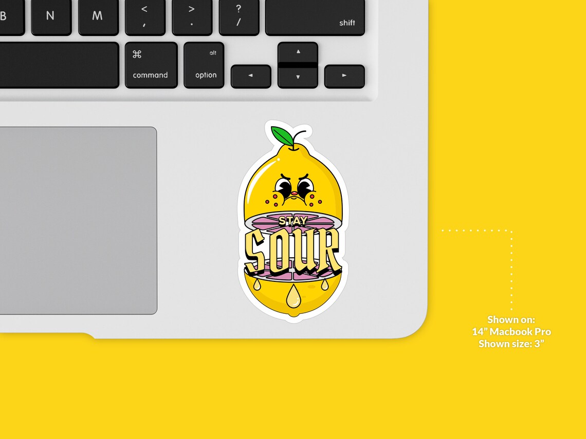 Stay Sour Lemon Sticker: Playful Citrus Vinyl Decal - Etsy