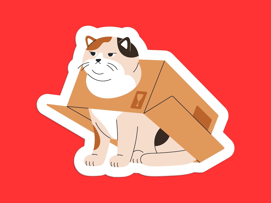 Funny Cat in Box Sticker - Hilarious Cat Decal - Etsy
