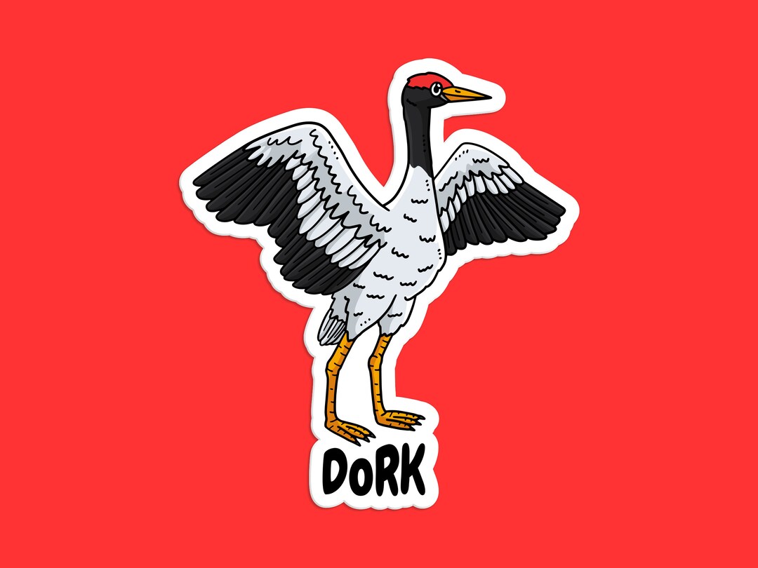 Quirky Crane Bird Sticker, Funny Dork Bird Sticker, Cute Animal Vinyl ...