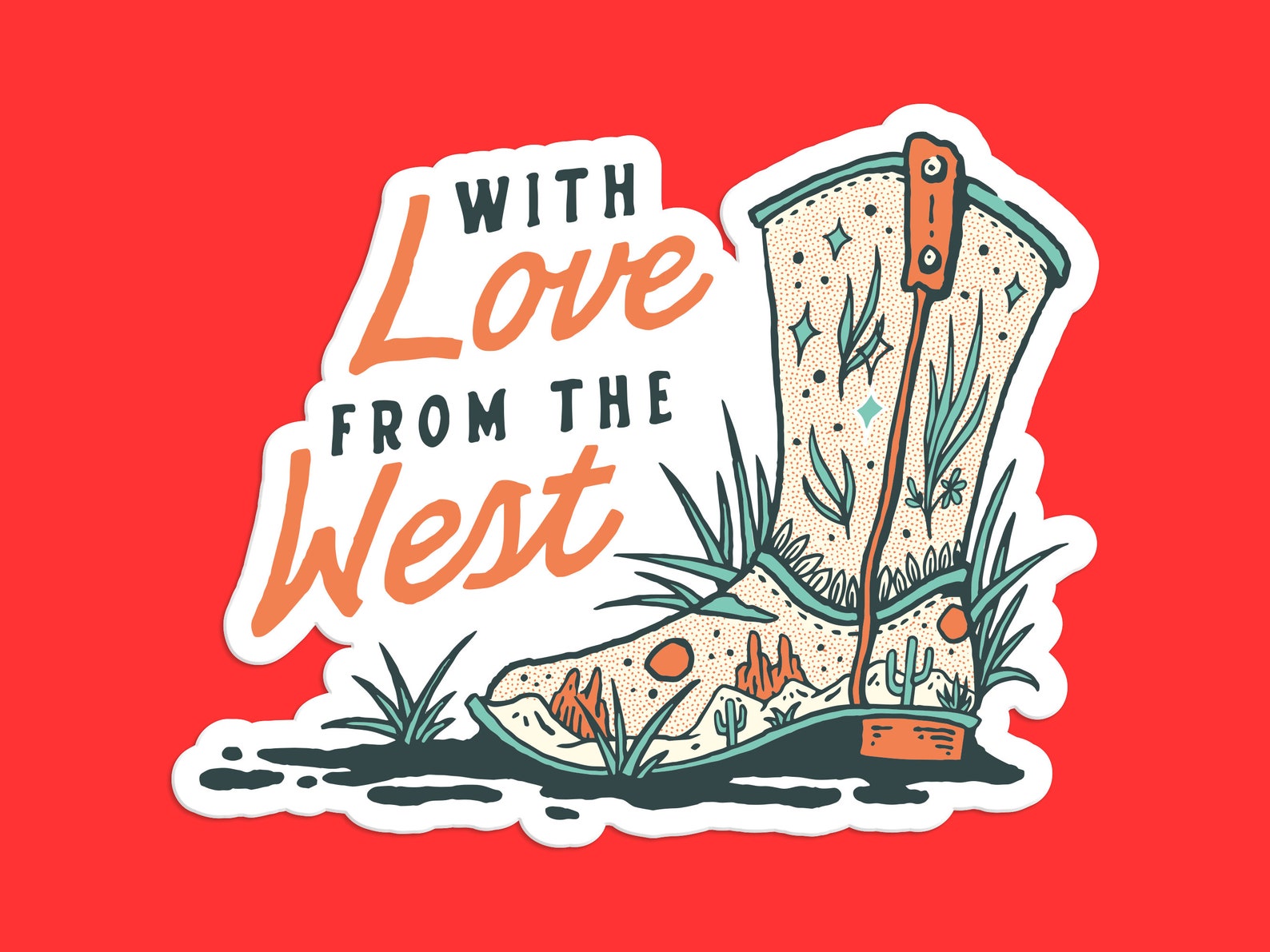Western Boot Sticker, With Love From the West Decal, Cowboy Boot Rustic ...