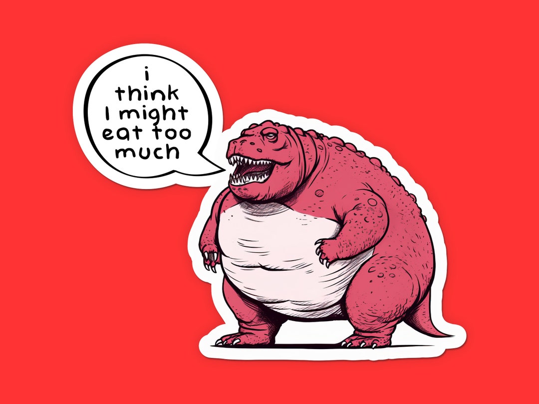 Overweight T-rex Sticker - Funny Dinosaur Sticker - Etsy Canada