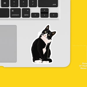 Curious Tuxedo Cat Sticker, Adorable Feline Decal, Cute Cat Art, Pet ...