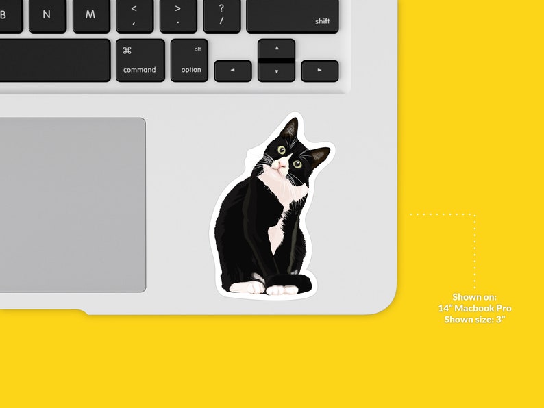 Curious Tuxedo Cat Sticker, Adorable Feline Decal, Cute Cat Art, Pet ...