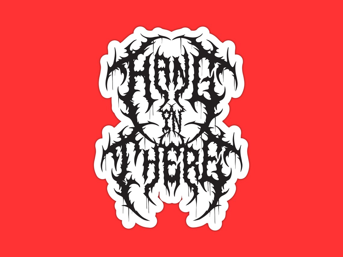 Gothic Hang in There Sticker, Dark Humor Metal Decal, Gothic Lettering ...