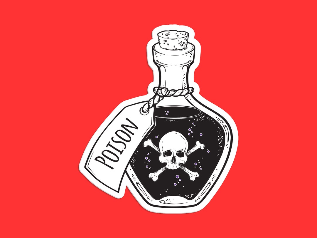 Poison Bottle Sticker, Vintage Skull and Crossbones, Toxic Bottle ...