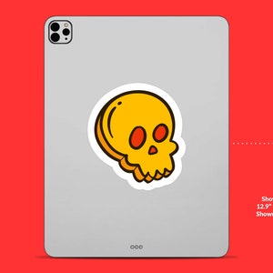 Yellow Cartoon Skull Sticker, Red Eyes Skull Design, Bold Graphic Art ...