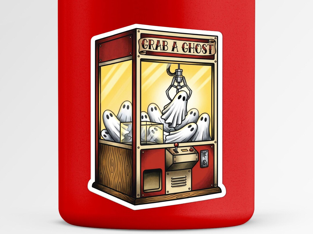 Grab a Ghost Sticker | Cute Claw Machine Ghosts Vinyl Decal | Spooky ...