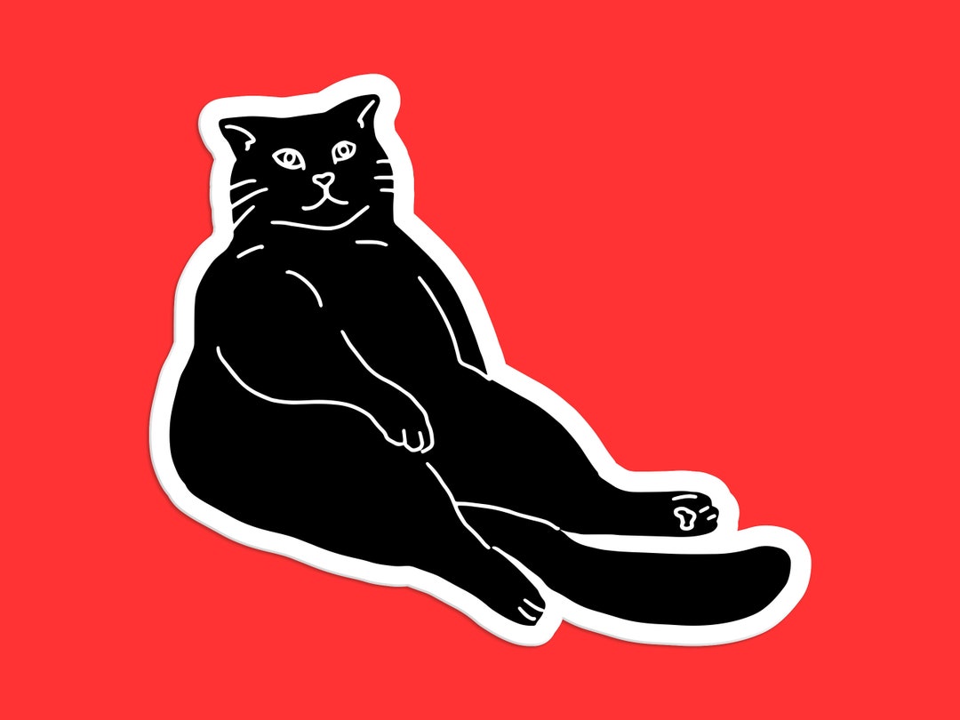 Lazy Cat Sticker: Humorous Weathered Vinyl Decal - Etsy