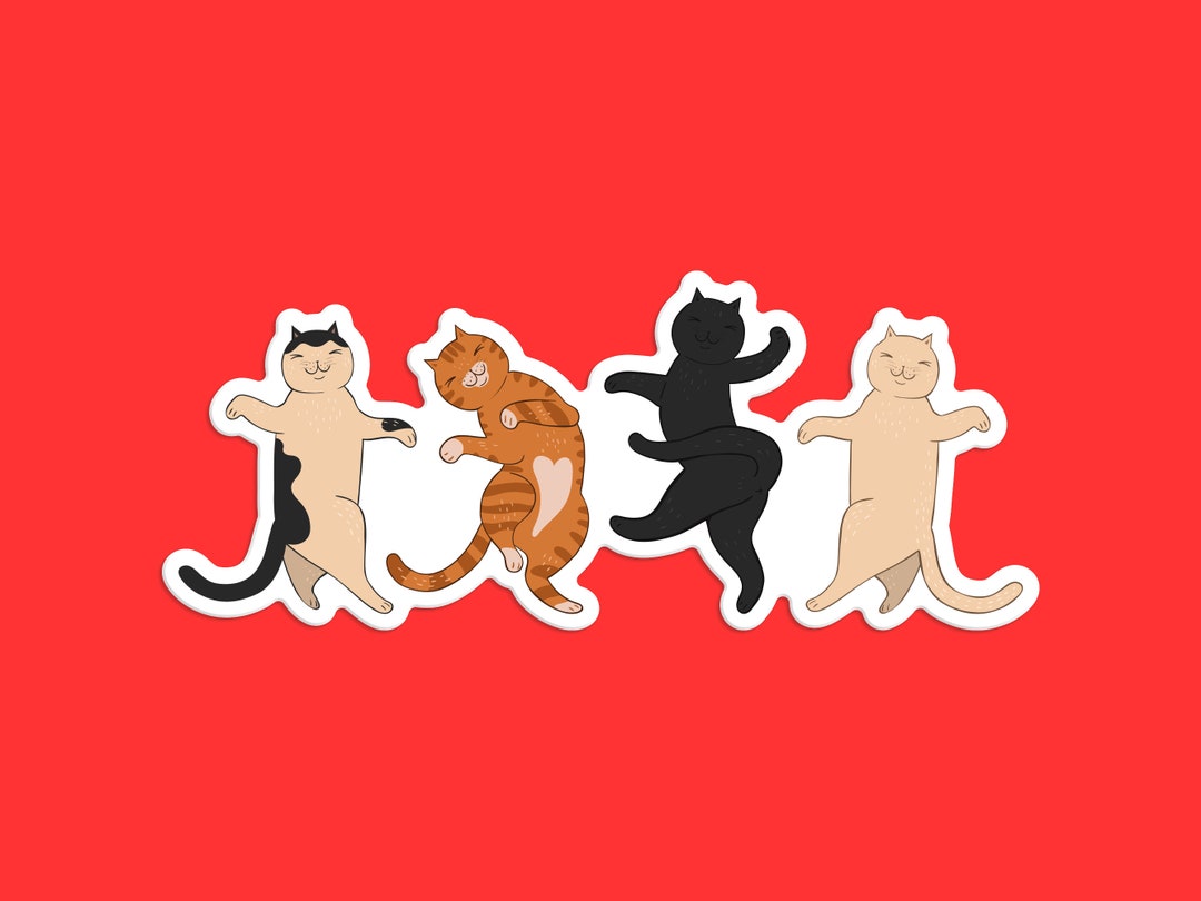 Dancing Cats Sticker - Adorable and Fun Cat Decal - Etsy