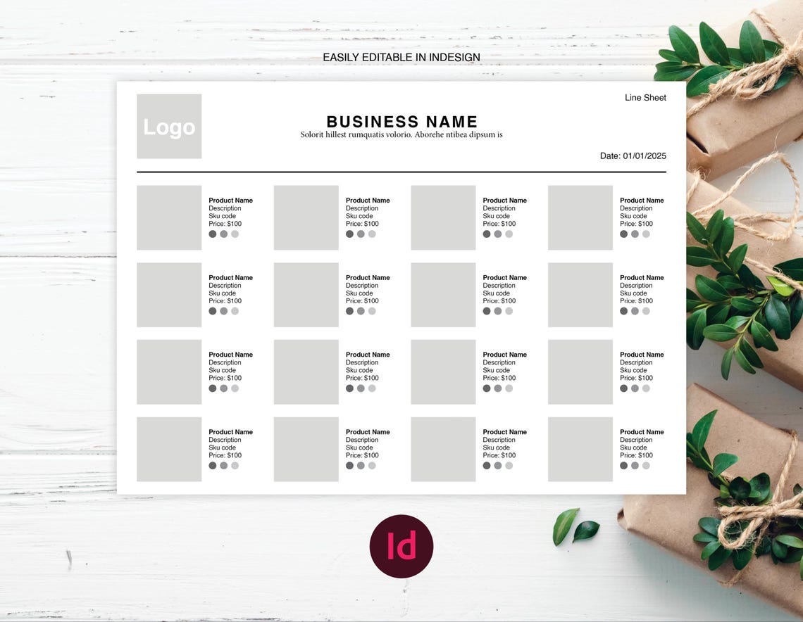 Wholesale Product Catalog | Line Sheet Template | Minimal and Clean ...