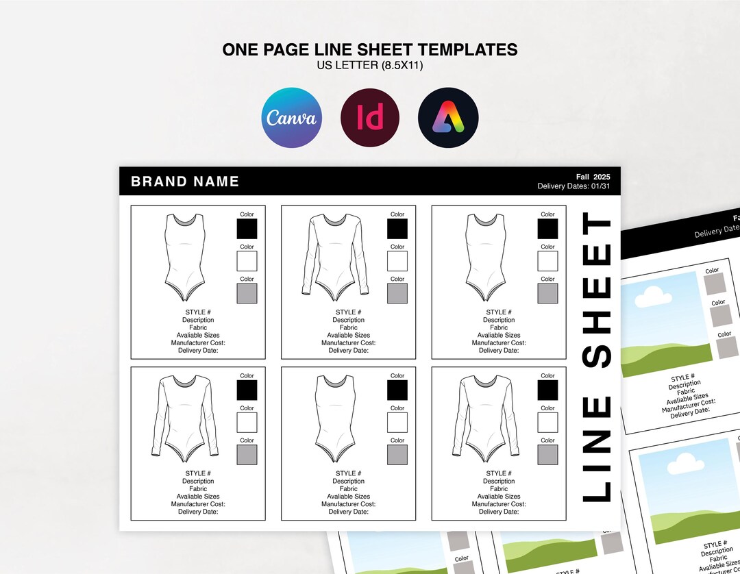 Fashion Luxury Product Line Sheet Template - Etsy