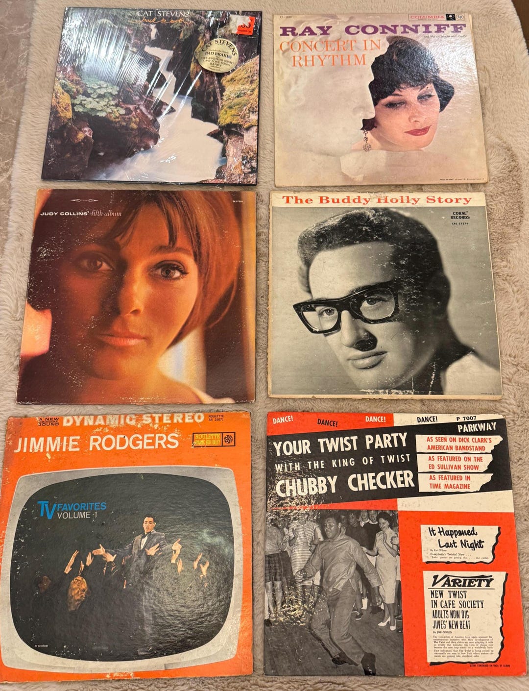 Six Vintage Vinyl Albums! Buddy Holly Story, Twist Party W/ Twist ...