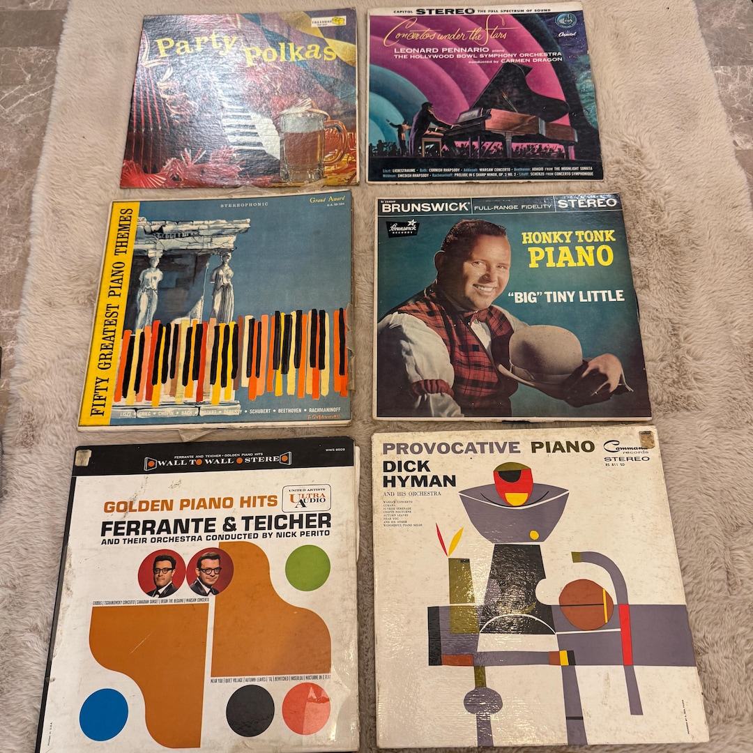 Six Vintage Vinyl Albums! Party Polkas, Pennario Piano Orchestra, 50 ...