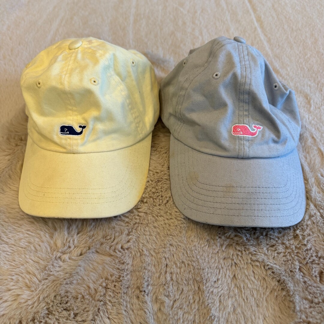 2 Vineyard Vine Hats! Yellow and Gray Hat With Embroidered Whales ...