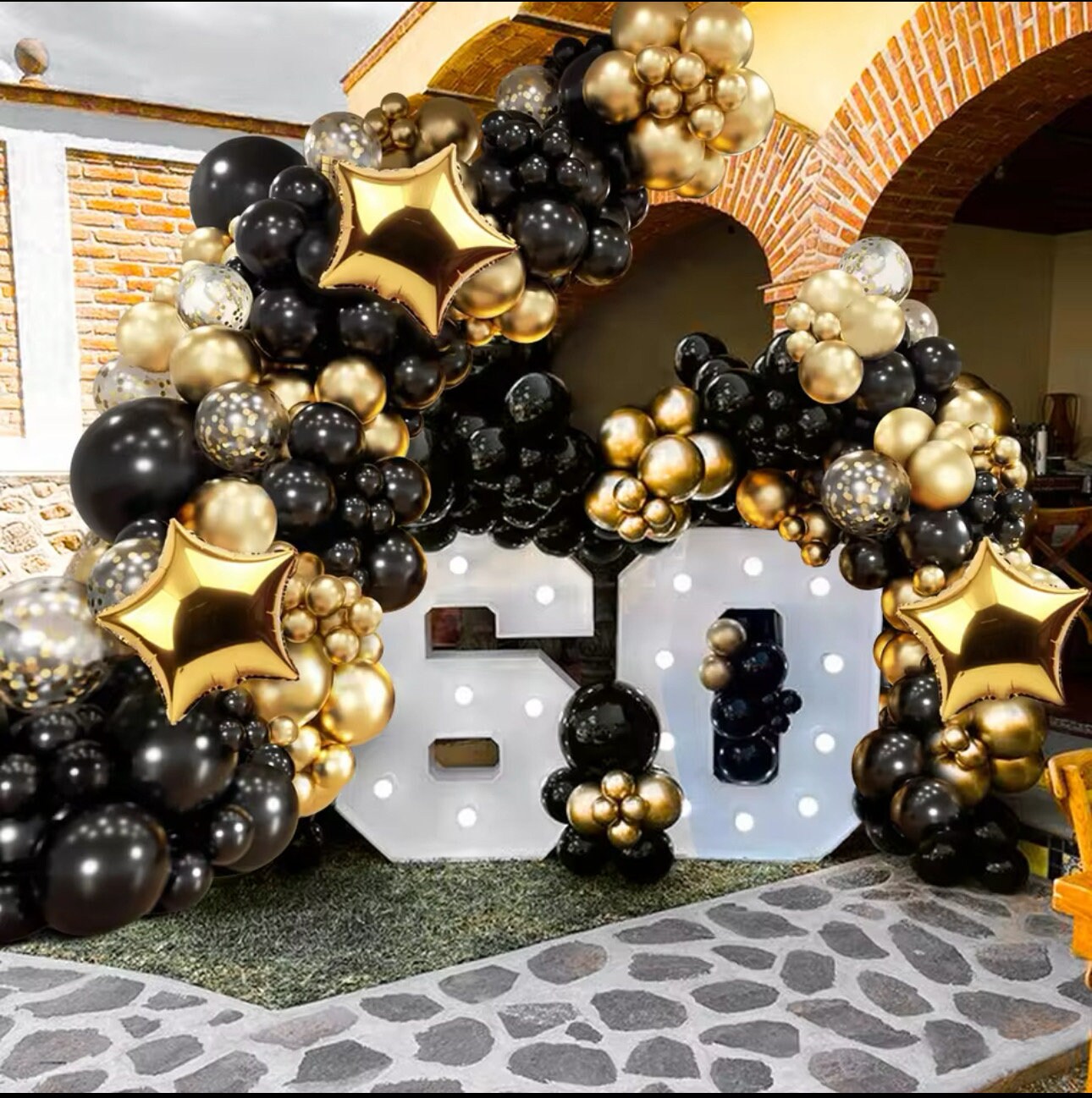 Black Gold Balloon Garland Arch Kit Latex Confetti Balloon Happy ...