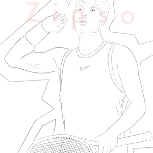 Carlos Alcaraz Coloring Printables, Poster, Tennis, Wimbledon, Grand ...