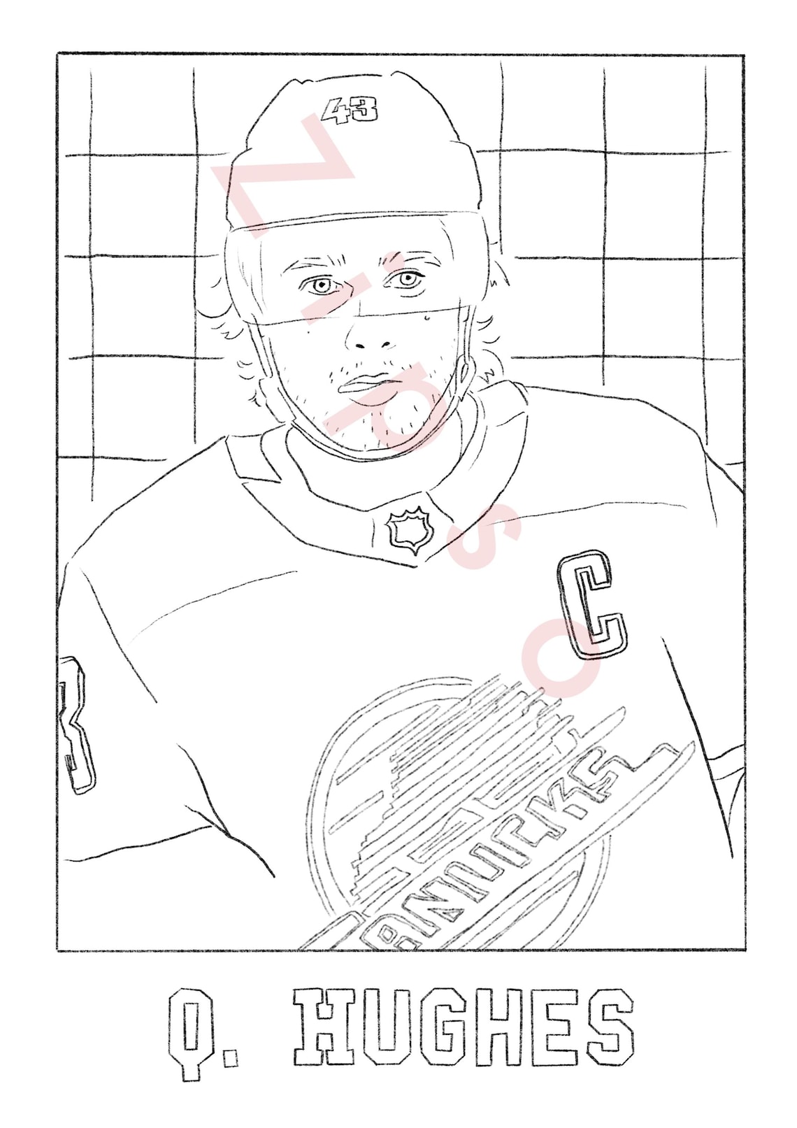 Quinn Hughes Coloring Printables Set 1, Quinn Hughes Poster, Canucks ...