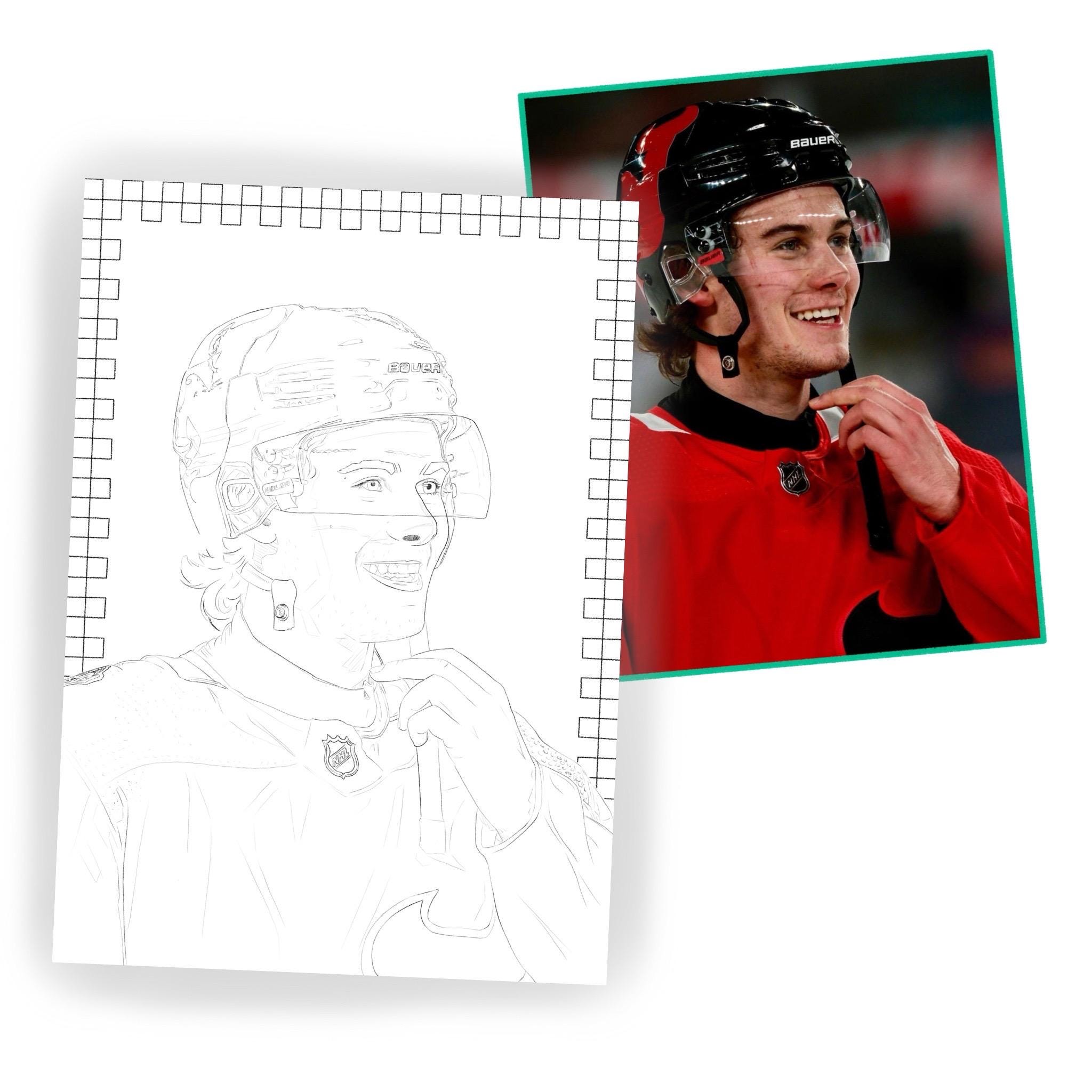 Jack Hughes Coloring Printables, Jack Hughes Poster, New Jersey Devils ...