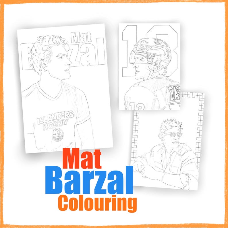 Mat Barzal Coloring Printables, Watercolor Pages, Poster, New York ...