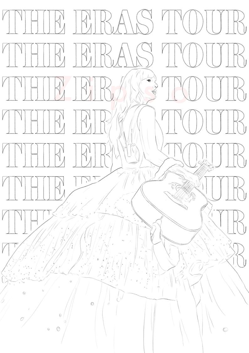 Taylor Swift Coloring Printables, Poster, the Eras Tour, Colouring in ...